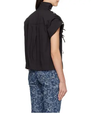 GANNI High Neck Blouse With Adjustable Collar And Sleeves