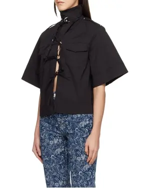 GANNI High Neck Blouse With Adjustable Collar And Sleeves