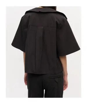 GANNI High Neck Blouse With Adjustable Collar And Sleeves