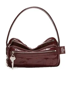Acne Studios Camero Party Croc Effect Crossbody Bag - Wine Red