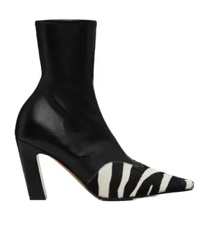Khaite Stretch Zebra Print Ankle Boots - Black/white