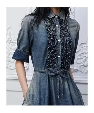 Dior Mid-length Belted Shirtdress With Ruffle Plastron