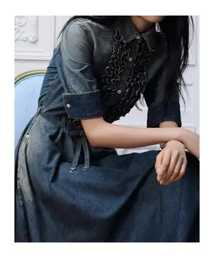 Dior Mid-length Belted Shirtdress With Ruffle Plastron