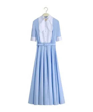Dior Mid-length Shirtdress With Plastron Detail - Blue