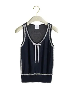 Dior Sweater Vest With Bow Neckline And Monogram Detail