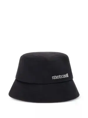 Roberto Cavalli Logo Embroidered Bucket Hat - Black