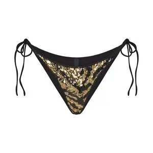 SKIMS Sequin Bikini Bottom - Biscotti Sequined Zebra