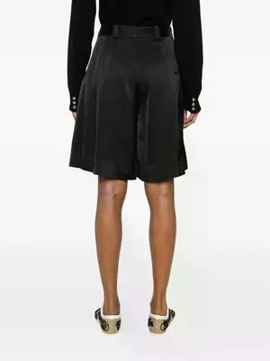 Sandro High-waisted Pleated Satin Finish Shorts