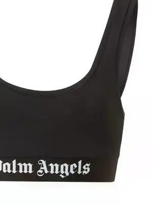 Palm Angels Logo-underband Scoop-neck Bra - Black