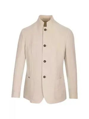 Eleventy Mandarin-collar Button-up Blazer - Neutrals
