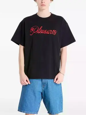 PLEASURES Logo-print T-shirt - Black
