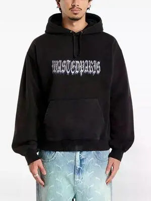 WASTED Run' Graphic Print Logo Hoodie - Black