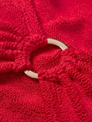 Hunza G Nadine High-waisted Bikini Bottoms With Gold Hoop - Red