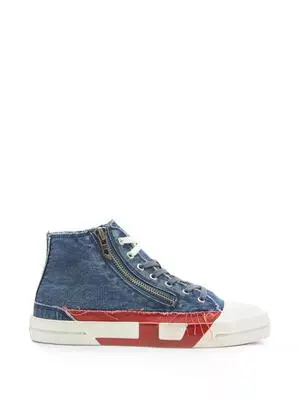 DIESEL® Frayed Denim High-top Sneakers