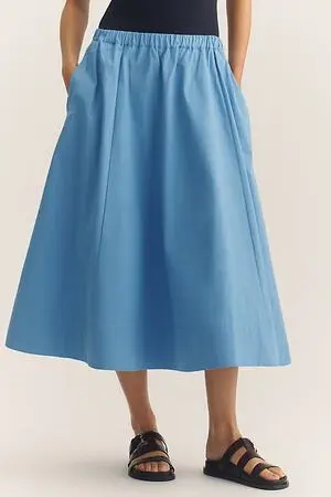 Maeve Cotton Pull-on Midi Skirt - Blue Bonnet