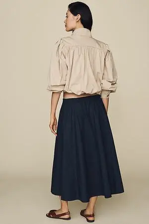 Maeve Hallie 100% Cotton Pull-on Midi Skirt