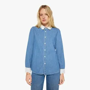 MOTHER The Frilly Foxy Boxy Shirt - Blue
