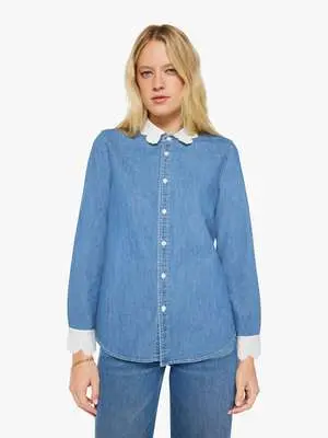 MOTHER The Frilly Foxy Boxy Shirt - Blue