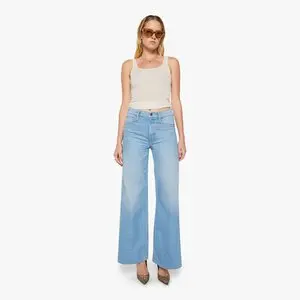 MOTHER SNACKS! The Side Zip Slung Sugar Cone Jeans Light Blue