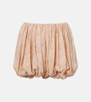 Chloé Floral Pleated Silk Charmeuse Shorts - Pink