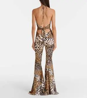 Roberto Cavalli Jaguar-print Jersey Jumpsuit - Multicoloured