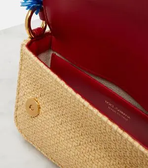 Dolce & Gabbana Small Raffia Crossbody Bag With Multicolor Fringe And Dg Logo