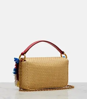 Dolce & Gabbana Small Raffia Crossbody Bag With Multicolor Fringe And Dg Logo