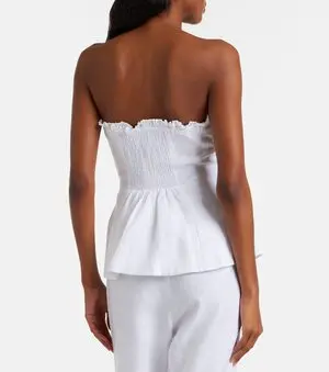 Posse Florence Ruffled Linen Top - White