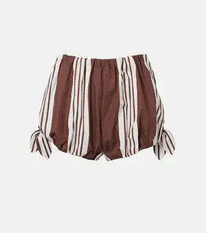 Posse Rosie Striped Cotton Shorts - Brown