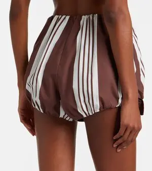 Posse Rosie Striped Cotton Shorts - Brown