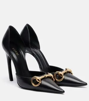 Gucci Boulevard Horsebit Leather Pumps - Black