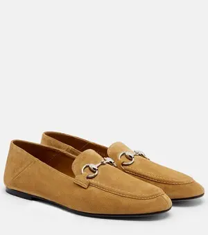 Gucci Jordaan Horsebit Suede Loafers - Beige
