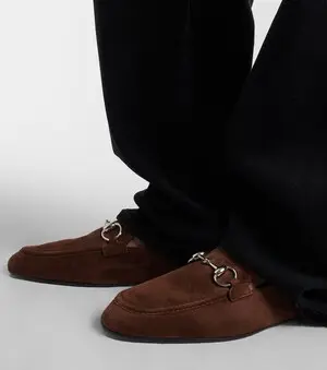 Gucci Jordaan Horsebit Suede Loafers - Brown