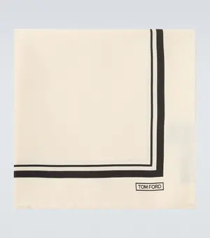 TOM FORD Tom Ford Printed Silk Pocket Square White