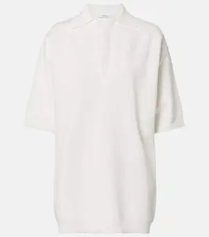 Max Mara Knitted V-neck Top With Ribbed Hem And Cuffs - White