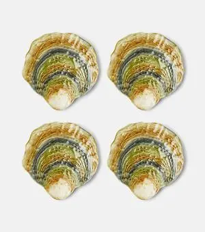 BORDALLO PINHEIRO Oyster & Scallops Set Of 4 Ceramic Charger Plates - Multicoloured