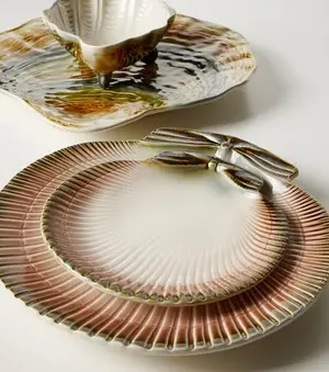 BORDALLO PINHEIRO Oysters And Scallops Set Of 4 Dinner Plates