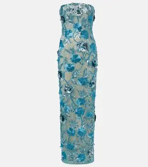 Rachel Gilbert Pierre Embellished Bustier Gown - Blue