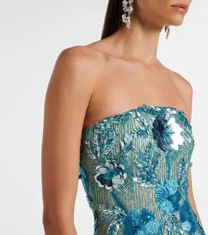Rachel Gilbert Pierre Embellished Bustier Gown