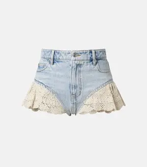 FRAME Crochet Denim Shorts - Blue