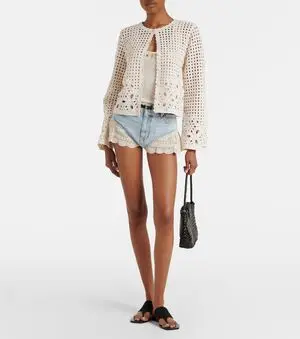 FRAME Crochet Denim Shorts
