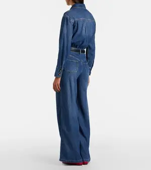 SELF-PORTRAIT Belted Denim Jumpsuit