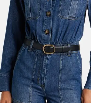 SELF-PORTRAIT Belted Denim Jumpsuit