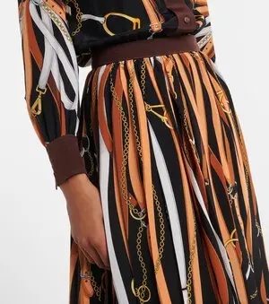 Gucci Printed Silk Shirt Dress With Tie Neck - Brown