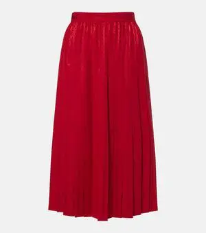 Gucci Interlocking G Silk Jacquard Midi Skirt - Red