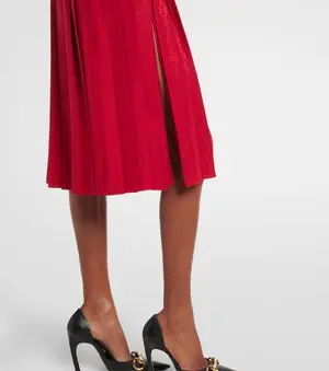 Gucci Interlocking G Silk Jacquard Midi Skirt - Red