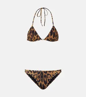 Gucci Leopard-print Bikini - Brown