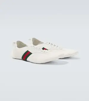 Gucci Leather And Suede Lace-up Sneakers - White