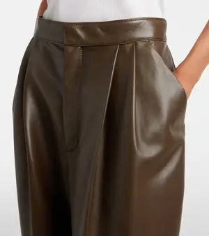 Bottega Veneta Pleated Leather Straight-leg Trousers