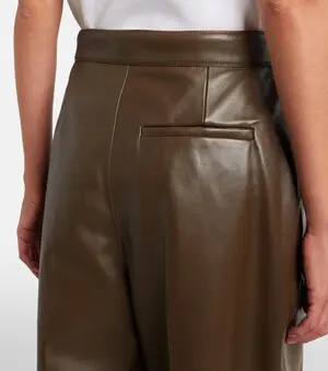 Bottega Veneta Pleated Leather Straight-leg Trousers